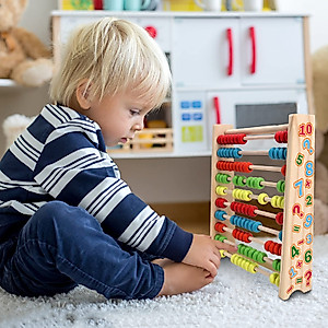 Sealive Classic Wooden Abacus for Kids Math, Educational Counting Toy with 100 Beads, 123 Learning Number Abacus for Toddler, Mathematics Toy Beads Game for Preschool Children Kindergarten