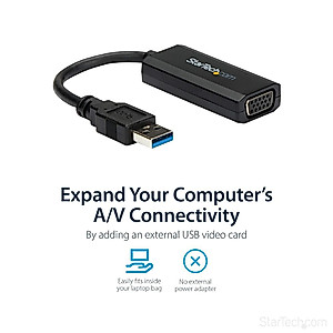StarTech.com USB 3.0 to VGA Display Adapter 1920x1200, On-Board Driver Installation, Video Converter with External Graphics Card - Windows (USB32VGAV)