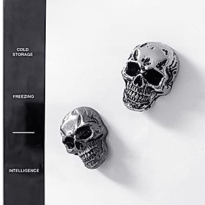 6 Pcs Skull Refrigerator Magnets,Cool,Strong,Cute,Funny Goth Fridge Magnets for Adults, for Kitchen Decor,Office Whiteboards, and Lockers, Pins for Maps, Calendars, Files, Notes, and Photos (Sliver)