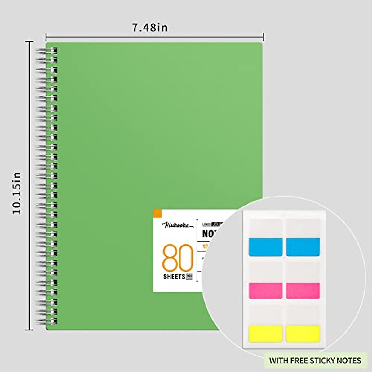 HIUKOOKA College Ruled Spiral Notebook 7.48"X 10.15"(B5),4 Pack Hardcover Journal Notebook with Sticky Notes,160 Pages ,100GSM Thick Paper,Cute Notebook for Works,Study,Meeting,Writing(Tiffany Blue,