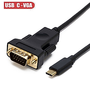 USB-C To VGA,CableDeconn Thunderbolt 3 Type C to VGA Male Converter Adapter Cable 1.8M