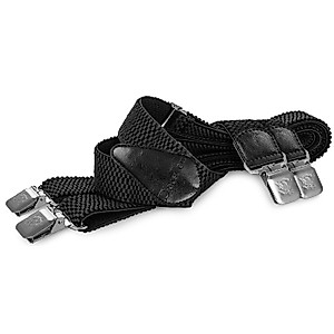 Decalen Mens Suspenders with Very Strong Clips Heavy Duty Braces One Size Fits All Big and Tall Wide Adjustable and Elastic Y Shape (Black)