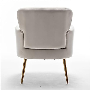 US Pride Furniture Stylish Velvet Armchair with Gold Metal Legs, Comfortable Accent Chair for Modern Living Room, Bedroom, Vanity Desk, and Entryway in Small to Mid-Size Spaces, Medium, Ivory
