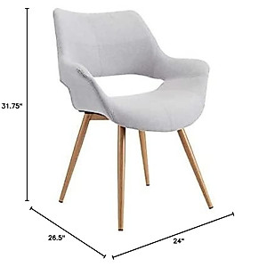 CangLong Upholstered Dining Accent Arm Chairs with Natual Color Metal Legs for Kitchen, Dining, Living, Guest, Bed Room, Set of 1, Grey