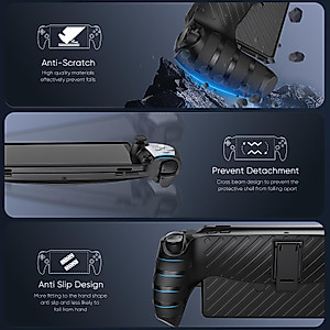 10 in 1 Accessories Kit for Playstation Portal, KOVA Carrying Case & TPU Skin Cover with Kickstand for PS5 Portal Console, Travel Shell with 2* Screen Protector & 4* Thumb Grip for PS Portal Handheld, Black