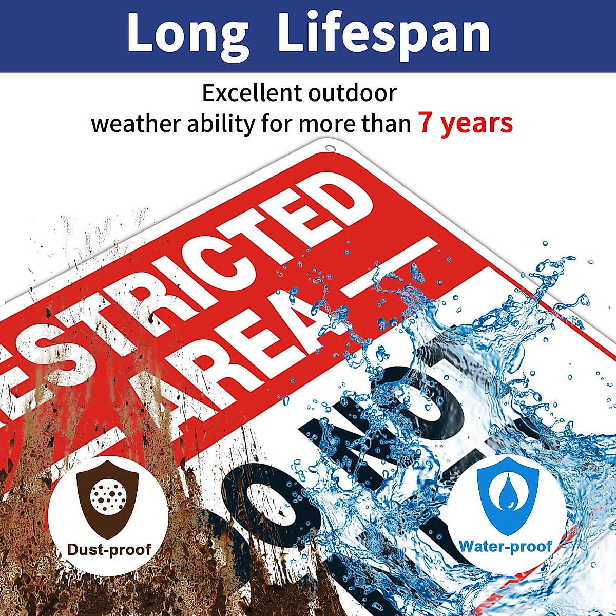 Restricted Area Sign, Do Not Enter Signs Metal, 2 Pack, 10 x 7 inch .40 Rust Free Aluminum, UV Protected, Weather Resistant, Waterproof, Durable Ink, Easy to install