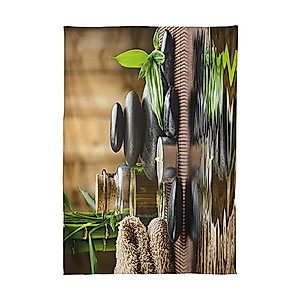 Haskirky Unbreakable Square Tablecloths with Dust and Wrinkle Resistance-54x54In,Zen Basalt Stones on Wood Wedding Kitchen Picnic Buffet Holiday Party Decoration