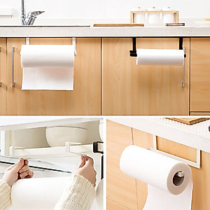 hudiemm0B Paper Towel Holder Hanger Toilet Roll Rack Stand Organizer Cabinet Bathroom Iron Black