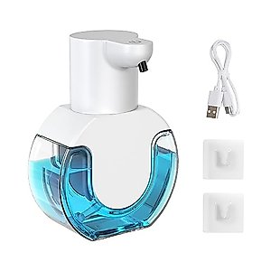 EKDJKK Automatic Foaming Soap Dispenser, 4 Level Adjustable Rechargeable Smart soap Dispenser, 14.5oz/430ml Wall Mount Touchless Hand Soap Dispenser for Bathroom Countertop, Kitchen(Foam)