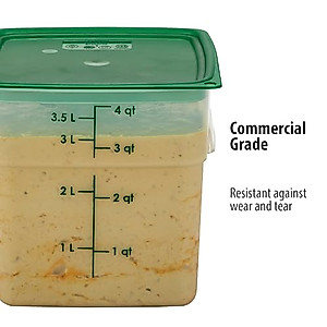 Cambro Food Storage Containers with Lids (BPA-Free) - 4 QT (Quart) Square Food Storage Container with Lid (2 Pack)