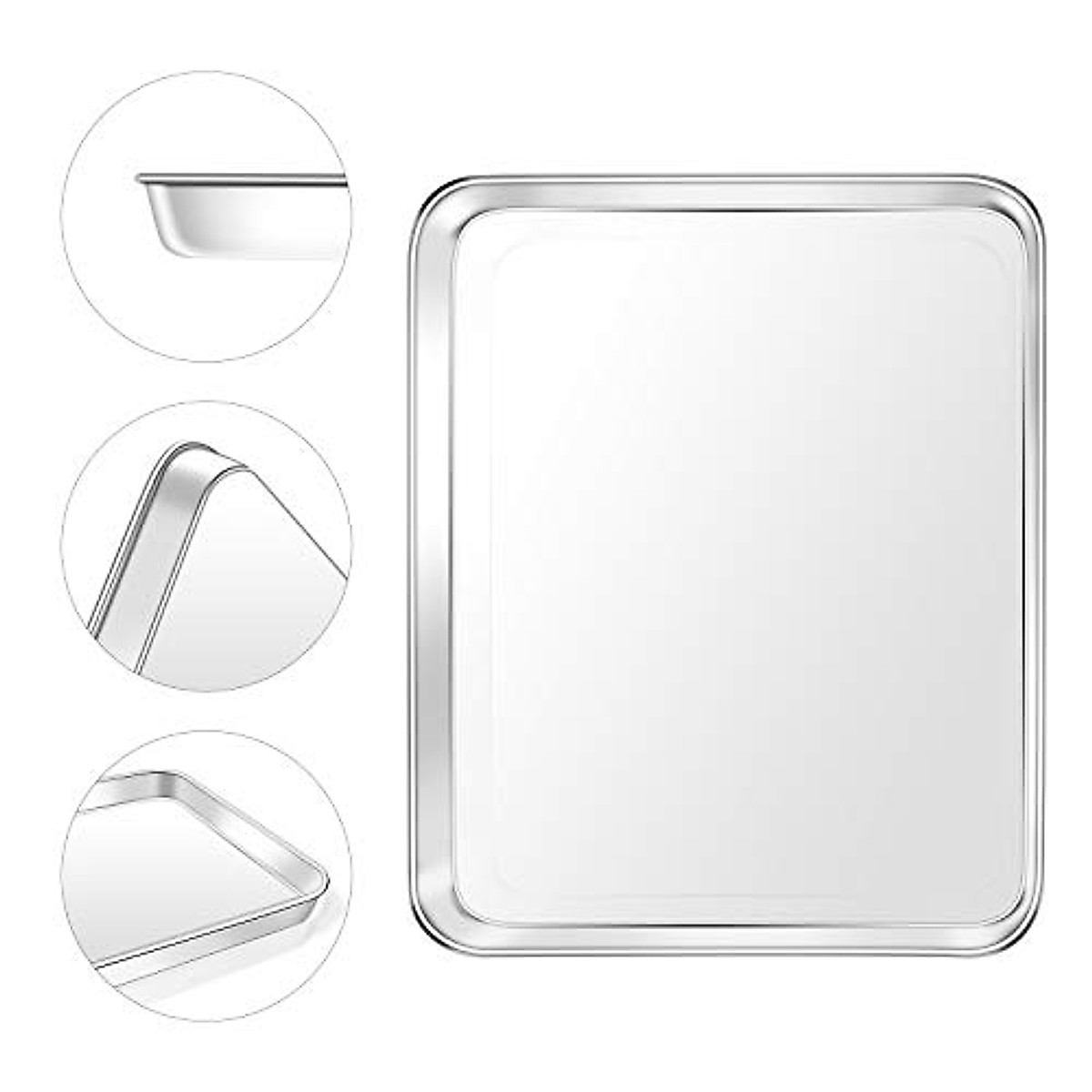 Baking Sheet, Yododo Stainless Steel Baking Pans Tray Cookie Sheet Toaster Oven Tray Pan Cookie Pan, Non Toxic & Healthy, Superior Mirror Finish & Rust Free, Easy Clean & Dishwasher Safe - 23½ inch