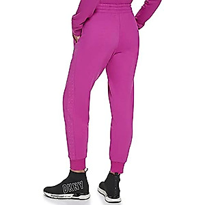 DKNY Women's Sport Metallic Stripe Logo Fleece Sweatpant, Wild Astor