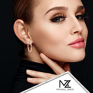 Michael Zweig Rose Gold Plated Sterling Silver Twist Hoop Earrings with Click-Top Tube Size 2.0mm Hoops Outside Diameter 30mm