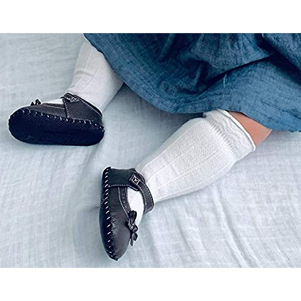 Baby Girl Knee High Socks Toddler Tube Ruffled Stockings Unisex Infants Cotton Long Sock Cable Knit Knee Socks for Baby Girls 1 Pair Milky White 3-12 Months