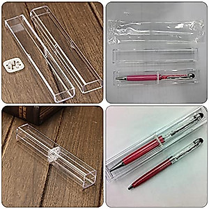 Healifty 20pcs Pen Gift Box Empty Ballpoint Pen Box Plastic Clear Pencil Boxes Pen Storage Case for School Office Collection