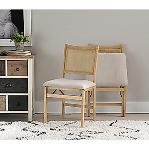 Powell Kasi Beige Rattan Cane Folding Foldable Dining Side Chair, Natural