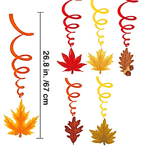 Supla 40 Pack Fall Party Decorations Set – Includes Autumn Hanging Paper Fans Pom Poms Fall Maple Leaves Party Swirls Streamers Fall Banner Backdrop Garland String for Thanksgiving Wedding Birthday