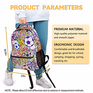 COOPASIA Soccer Backpack for Girls Boys, 16 Inch Soccer Theme Bookbag with Adjustable Straps, Lightweight, Durable, School Bag with Large Capacity