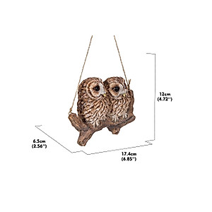 Hi-Line Gift Hanging Baby OWLETS ON A Branch, Brown
