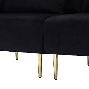 FULife Convertible Modular Sectional Sofa L-Shaped Corner Couch 4-Seat Sofá Reversible Velvet Upholstered Chaise Lounge Couches with Movable Ottoman&Lumbar Pillows for Living Room Apartment Office