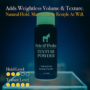 Pete & Pedro TEXTURE POWDER - Texturizing and Volumizing Styling Powder For Men & Women | Adds Mega Volume & Texture, Matte Finish, Root Lifting & Restyleable Hold | As Seen on Shark Tank, 1 oz.