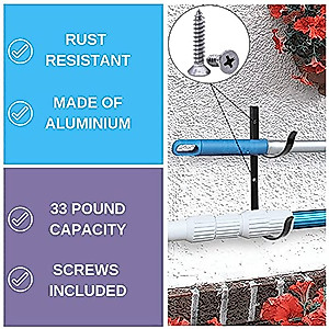 TANYIONE Swimming Pool Aluminum Pole Hanger Set,Metal Brackets Hook with Screws for Telescoping Poles, Leaf Rakes, Skimmers, Nets, Brushes, Vacuum Hoses and Garden Tools (2 Pack)