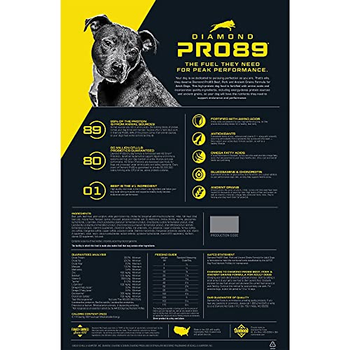 Diamond Pro89 Beef, Pork and Ancient Grains Dry Dog Food Formula with High Protein, Probiotics, and Premium Ingredients