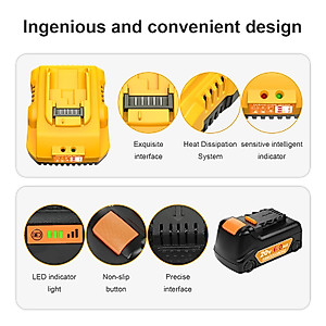 20v Max Battery Replacement for Dewalt 20V 6.0Ah Battery 2Pack with DCB112 Battery Charger Station for DCB201 DCB204 DCB205 DCB206 DCB120