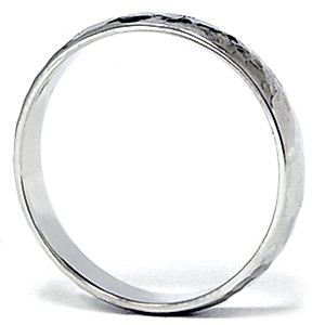 P3 POMPEII3 14K White Gold 4mm Hammered Wedding Band Ring New - Size 8