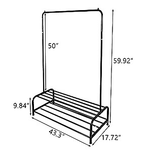 Black Commercial Garment Rack，Closet Garment Rack, Heavy Duty Clothes Storage Organizer for Bedroom, Free-Standing and Closet Organizer and Storage with Hanger Rods Clothes Rack for Hanging Clothes