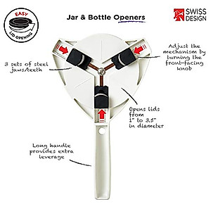 Kuhn Rikon Strain-Free Gripper Opener for Jars and Bottles, 8.75 x 4.25 x 2 inches, Red and Silver