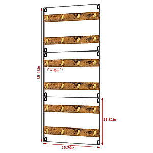 Huxitocan Mug Racks for Wall, Coffee Mug Holder Wall Mount Up to Hold 24 Mugs, Coffee Mug Rack Wall Mounted（3Pack） for Kitchen, Home, Coffee Bar, Rustic Wood and Iron