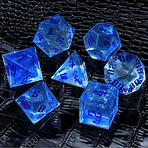 DND Liquid Dice Set Polyhedral Dice for Dungeons & Dragons (D&D) RPG Magic RPG Tabletop Dice Complete D4 D6 D8 D10 D12 D20 (Ice Sword)