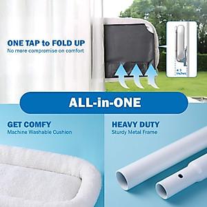 Zakkart Foldable Cat Hammock for Window - Cordless, Embeded Machine Washable Padded Bed, Robust Metal Frame - Cat Window Perch for Large Cats and Kittens (White Bolster Bed, Medium)