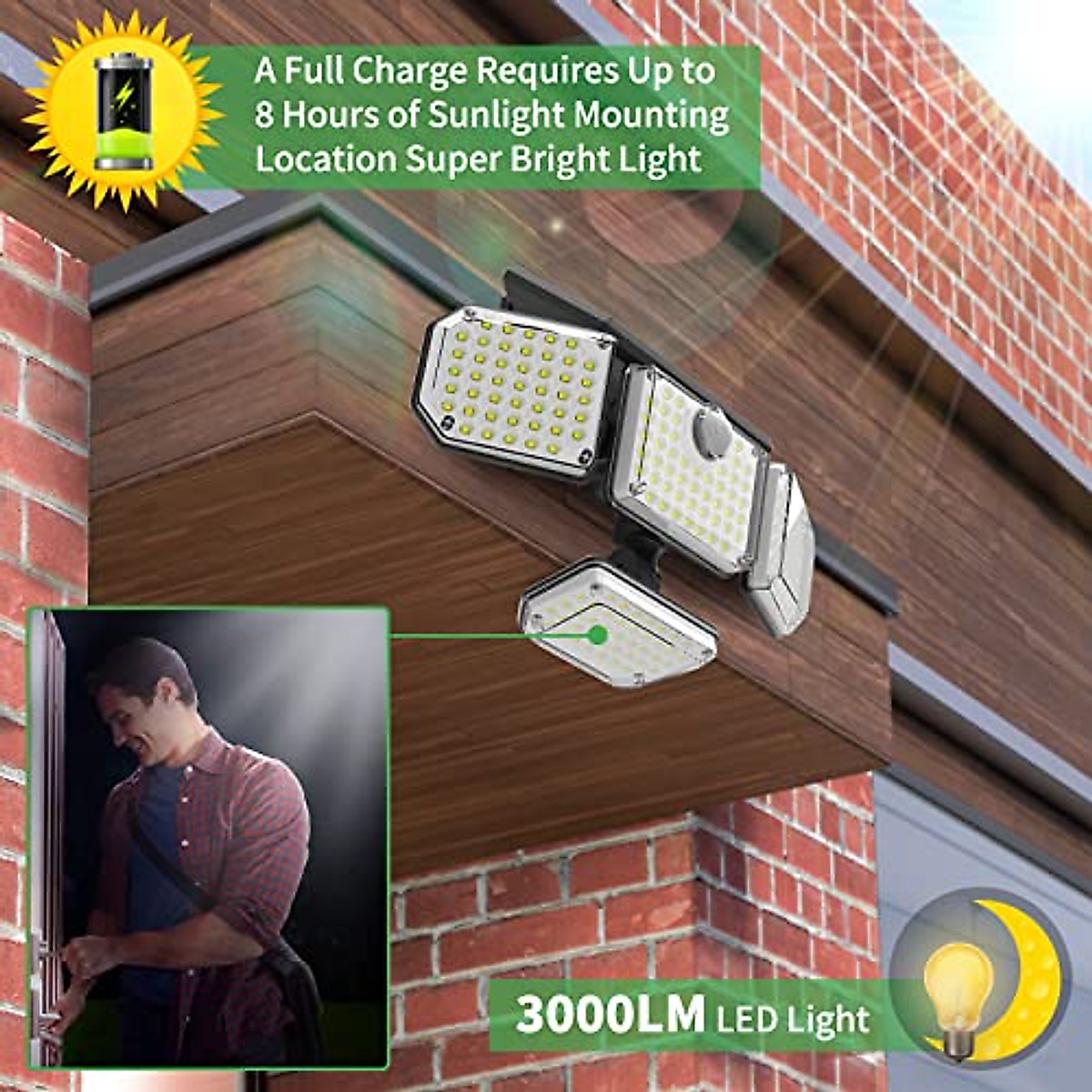 Solar Flood 3000 Lumens Solar Security Lights, Motion Lights Outdoor Solar Powered Waterproof, Solar Sensor Lights Outdoor Motion Detection with Remote Control, 2 Pack