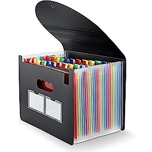 Expanding File Folder, 24 Pocket Accordian File Organizer A4 Letter Size Portable Document Organizer with Colored Tabs, Expandable Bill Coupon Folder