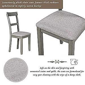 FIQHOME 5 Piece, Industrial Wooden Kitchen Upholstery 4 Persons, Dining Room Table and Chairs Set (Grey), Gray