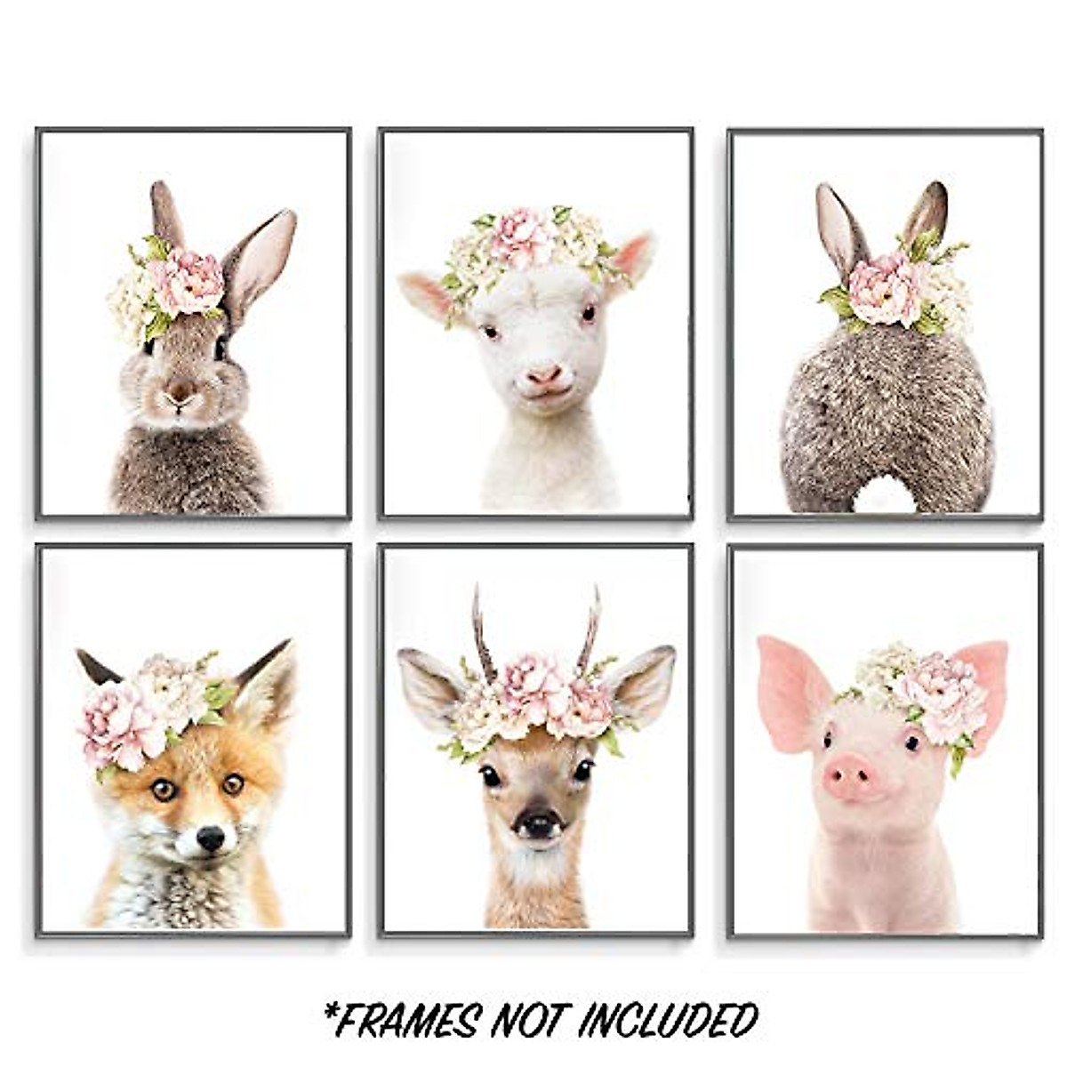 EPHANY Baby Animal Posters and Prints Rabbite Piglet Deer Fox Canvas Painting Nursery Pig Wall Art, Piglet Print Wall Art Nordic Picture Kids Room Decoration YMX013 (12"X16"(30x40cm))