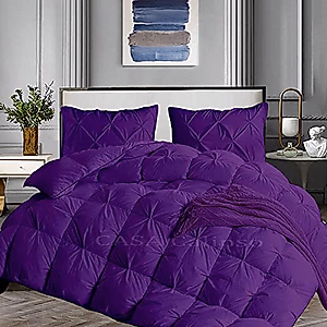 All Season Pinch Down-Alternative Oversize Pinch Plated Comforter Set 400 Thread Count 100% Egyptian Cotton,Purple Solid