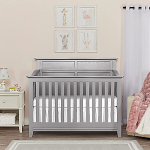Dream On Me Fairview 4 In 1 Convertible Crib In Silver Grey Pearl, JPMA Certified, 3 Mattress Height Settings, Built Of Durable & Sustainable Pinewood