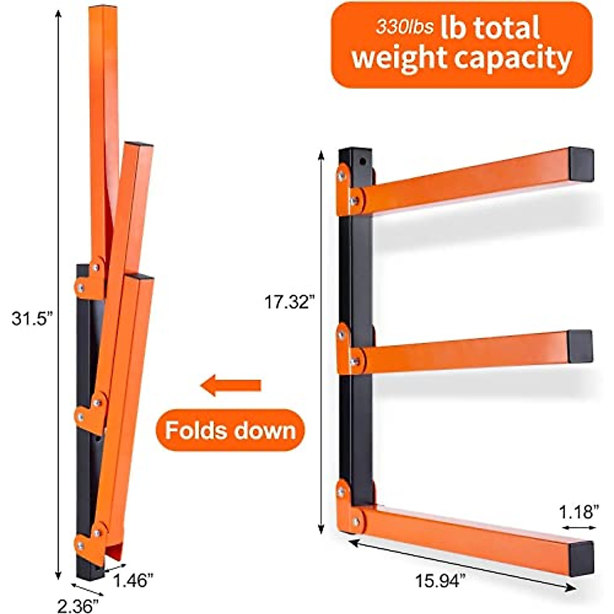 Storeonwall Lumber Storage Rack Wood Organizer Garage Tool Rack Wall Mount Metal Rack