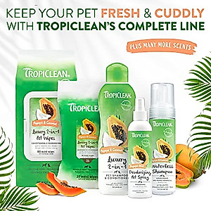 TropiClean 2-in-1 Papaya & Coconut Dog Shampoo and Conditioner | Natural Pet Shampoo Derived from Natural Ingredients | Cat Friendly | Made in the USA | 20 oz.