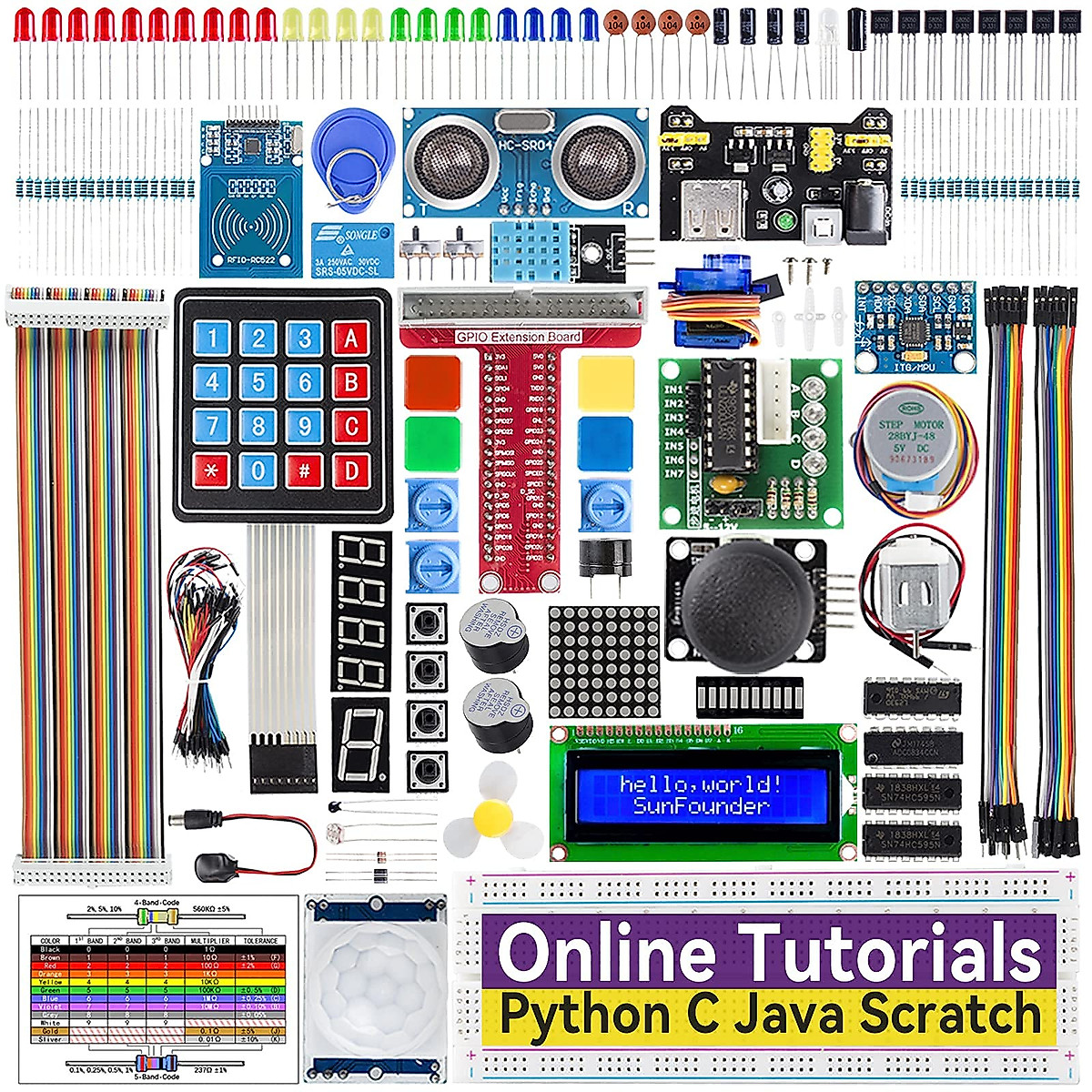 SunFounder Raspberry Pi Starter Kit and Raspberry Pi Sensor Kit with Tutorials Compatible with Raspberry Pi 4B 3B+, Support Python C, Learn Electronics and Programming for Raspberry Pi Beginners