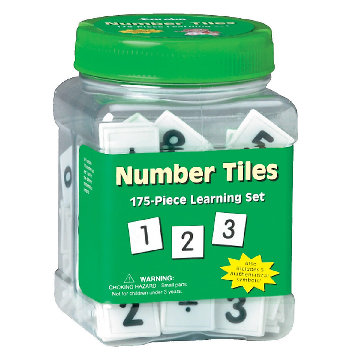 Eureka Tub of Numbers Math Tiles, Back to School Classroom Supplies Educational Toy, 1'' x 1'', 175 pc