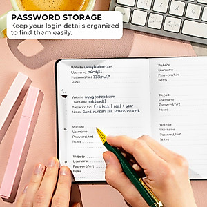 Clever Fox Password Book with tabs. Internet Address and Password Organizer Logbook with alphabetical tabs. Small Pocket Size Password Keeper Journal Notebook for Computer & Website Logins (Black)