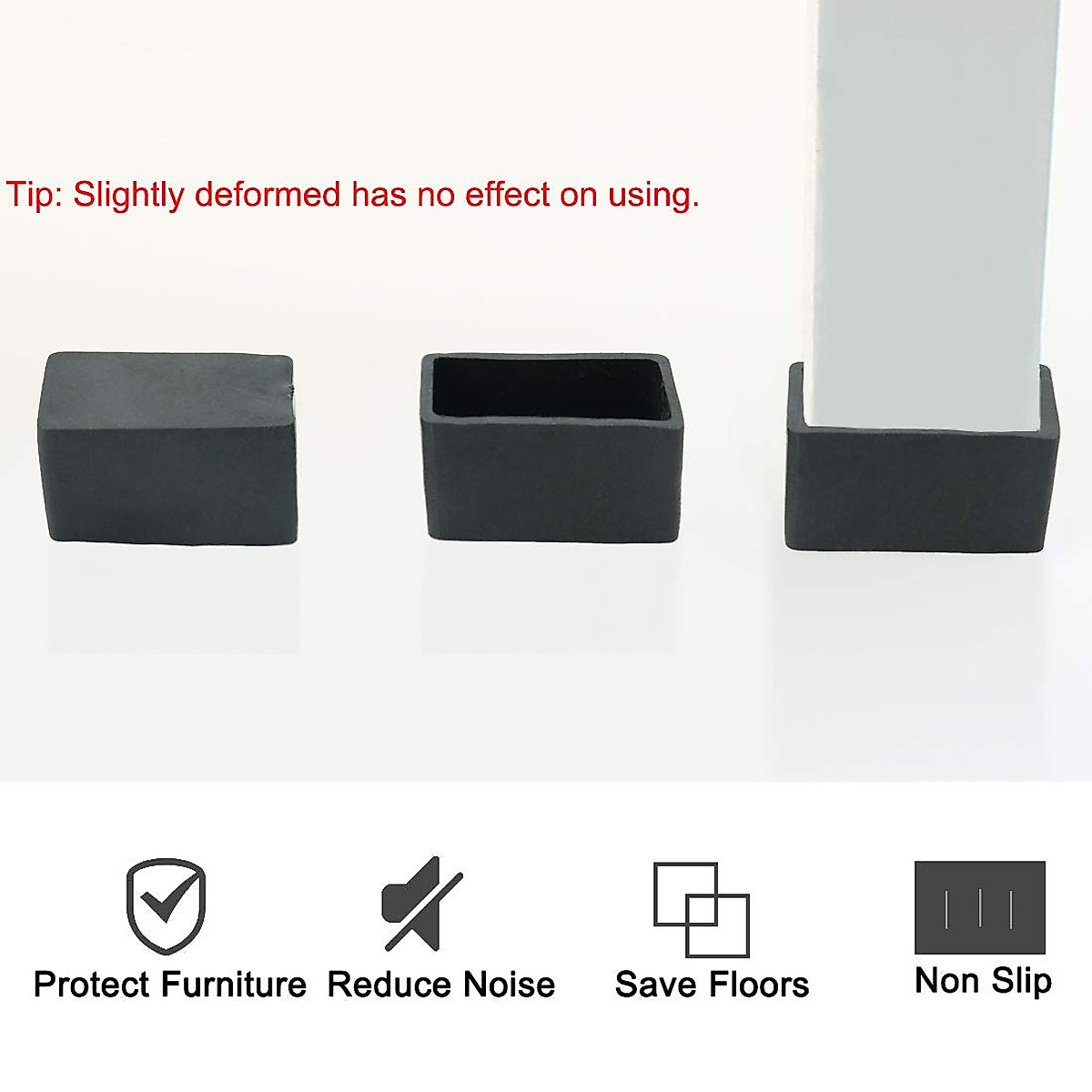 uxcell Rubber Furniture Table Chair Leg Rectangle Shape Foot Covers 40 x 20mm 40pcs Black