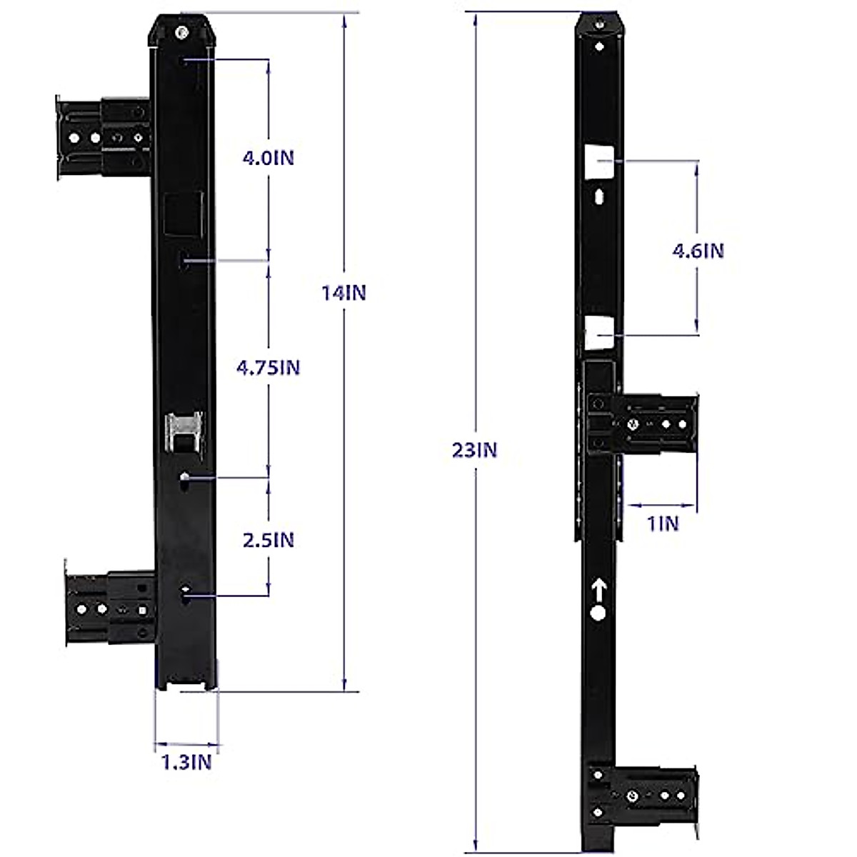 EVCUHASL Keyboard Slide, 14 Inch Heavy Duty Ball Bearing Drawer Slides, Undermount Keyboard Tray Slides, Black Powder Finished Cabinet Furniture Hardware with Adjustable Height Bracket