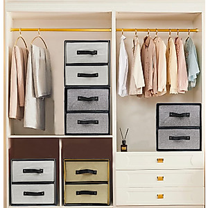 Linen Closet Organizers and Storage, Fabric Storage Drawer Organizer, Dresser Organizer with 2 Drawers for Underwear, Sock, Bra, Small Items, Drawer Organizers for Clothing, 12×12×12 INCH (Gray)