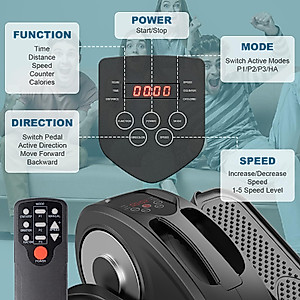 Leasbar Under Desk Elliptical Electric Foot Pedal Exerciser, Portable Elliptical Ellipse Leg Exerciser for Seniors, Quiet Compact Elliptical Exercise Machine with Remote Control