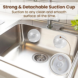 Sponge Holder, Sink Caddy w/ Suction Cup Installation, Sponge Organizer for Kitchen/ Bathroom Sink, Self Draining, Dishwasher Safe for Holding Smiley Sponges(Sponges Not Included), White(1-Pack)